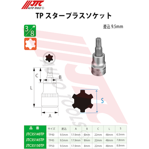 JTC TPスタープラスソケット 3／8XTP50 JTC35150TP | 公式オンラインショップ - ファクトリーギア